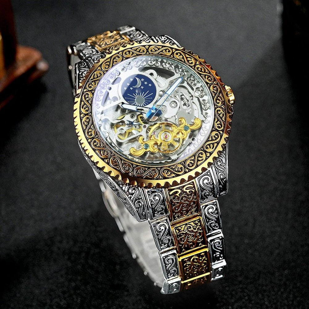 Automatic Tourbillon Moon Phase Mechanical Watch - Gem